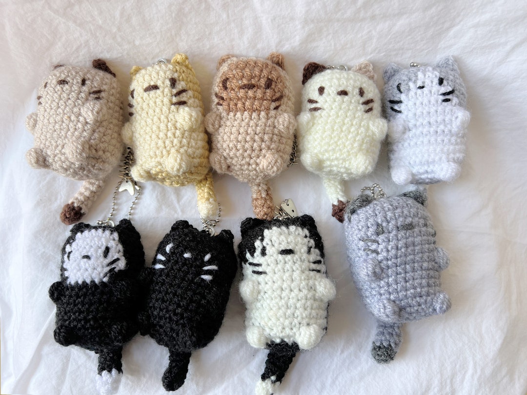 Cat Keychain Kitten Matching Gifts Crochet Handmade Kawaii Plush Toy ...