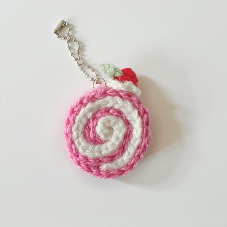 Roll Cake Keychain Matching Gifts Cupcake Crochet Handmade Kawaii Plush ...