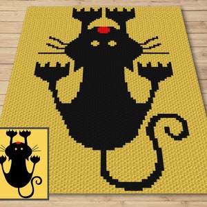 Black Cat Hanging on Graph and Pattern C2C & Tapestry Crochet - Black ...