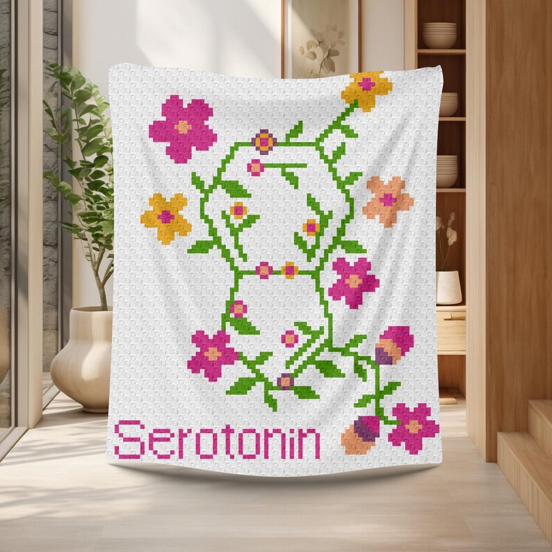 Serotonin Molecule Crochet Pattern - Floral Graph, C2C & Tapestry (PDF ...