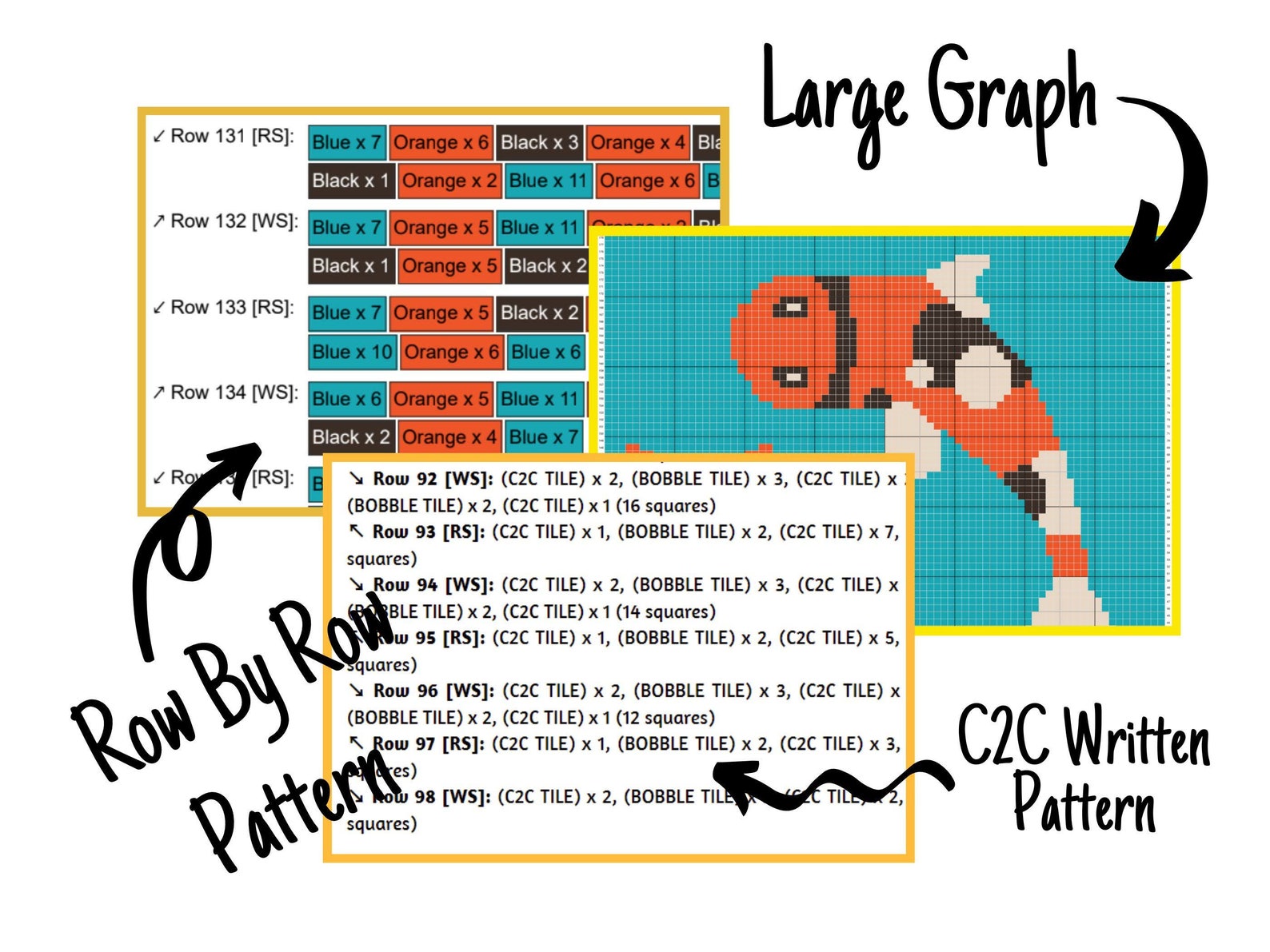 Chinese Koi Fish in Pond Graph and Pattern C2C & Tapestry Crochet Fish ...