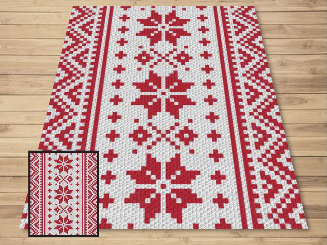 Nordic Winter Pattern Crochet Blanket With Tapestry & C2C Crochet ...