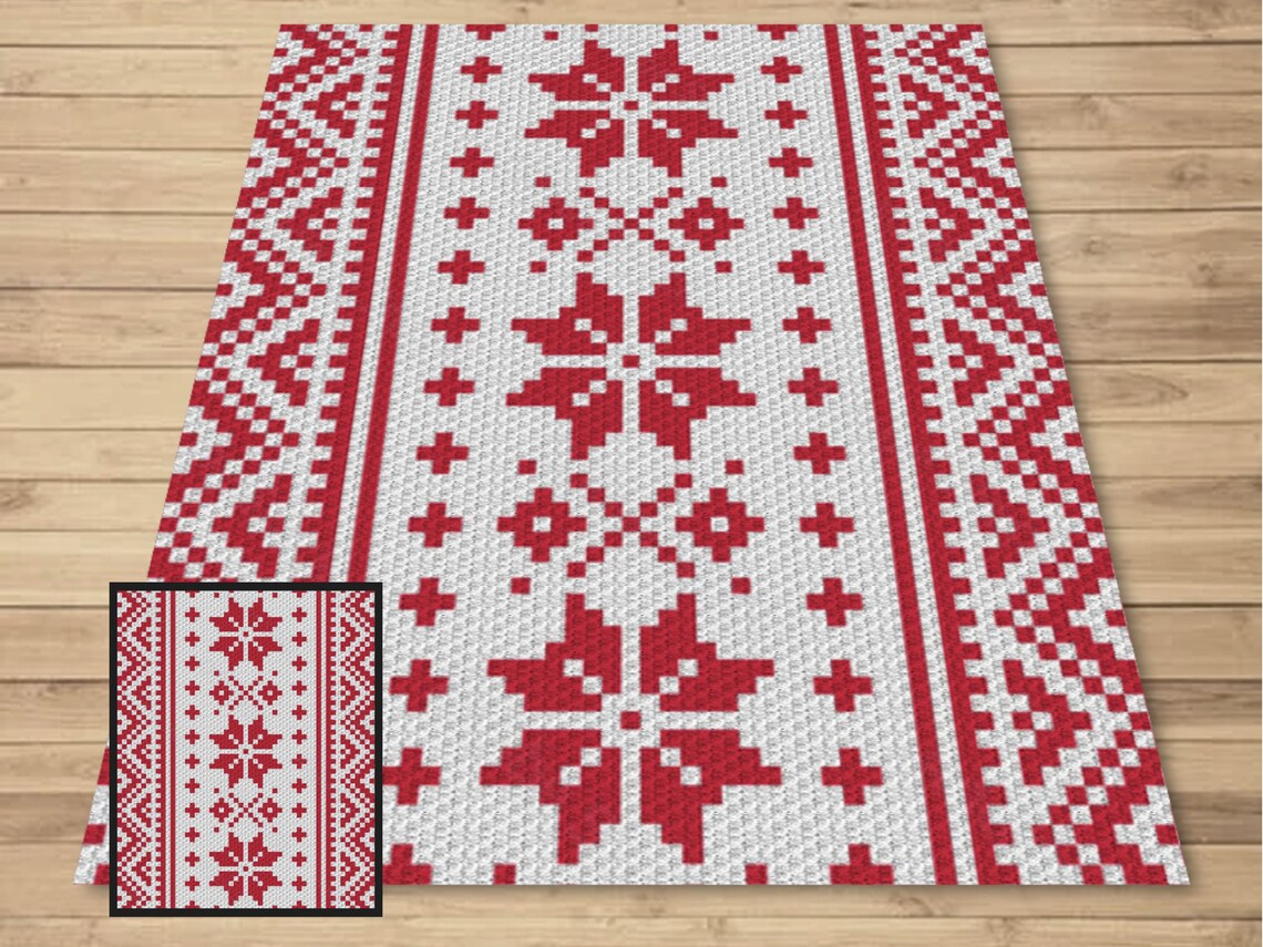 Nordic Winter Pattern Crochet Blanket With Tapestry & C2C Crochet ...