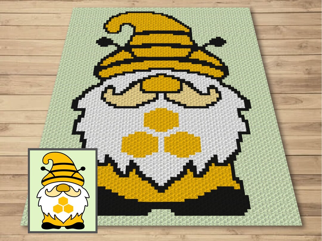 Bee Gnome Graph and Pattern C2C & Tapestry Crochet - Gnome C2C Graphgan ...