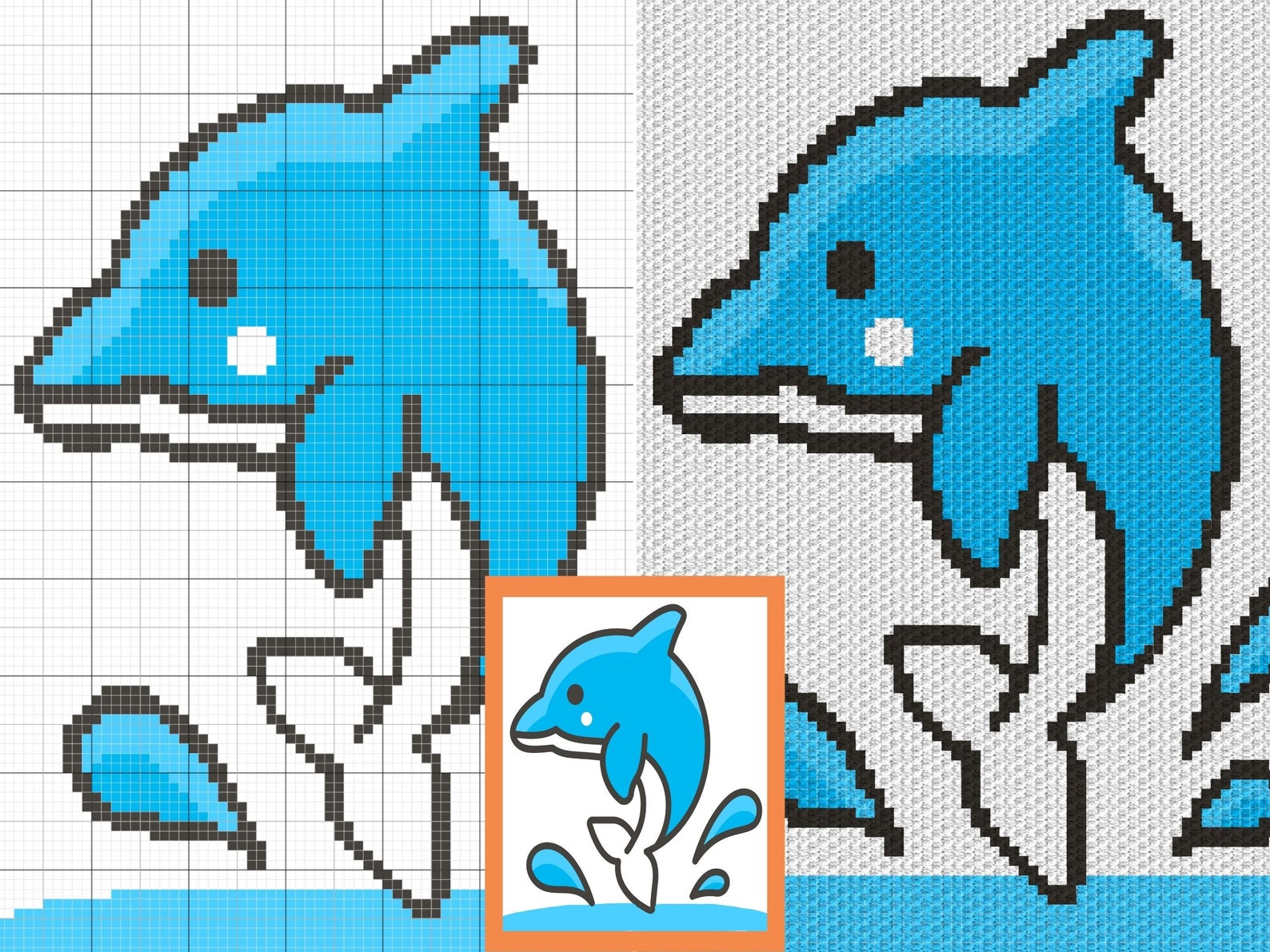 Jumping Dolphin Splash Graph and Pattern C2C & Tapestry - Etsy UK