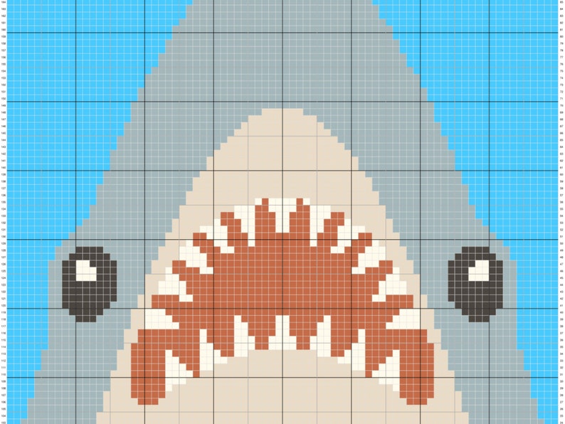 Baby Shark Head Graph and Pattern C2C & Tapestry Crochet Sea - Etsy UK