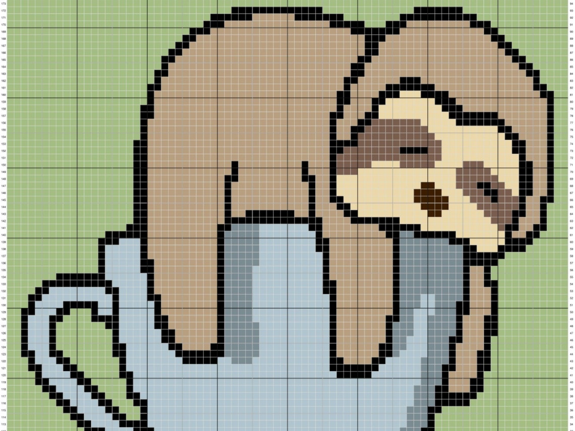 Sleeping Sloth on Teacup Graph and Pattern C2C & Tapestry Crochet ...