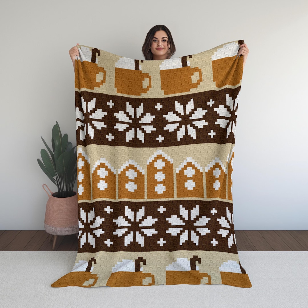 Gingerbread Latte Blanket Crochet Graph | Nordic Snowflake Winter PDF ...