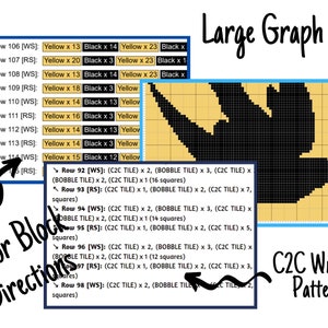 Swallow Silhouette Graph & Pattern C2C and Tapestry Crochet - Crochet ...