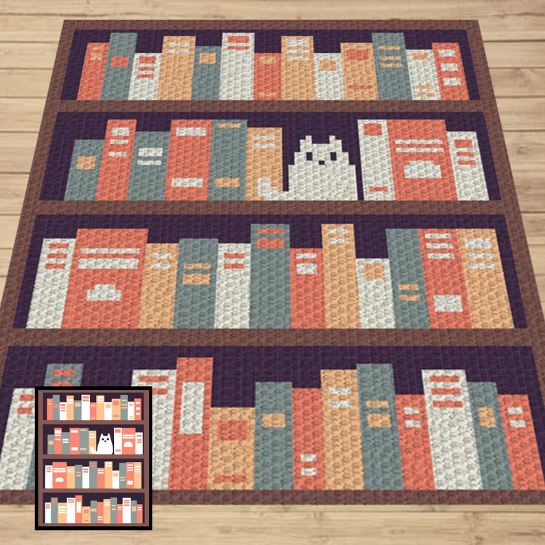 Bookshelf Print Graph + Written Pattern for C2C & Tapestry Crochet ...