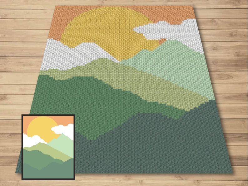 Mountain Landscape Graph and Pattern C2C & Tapestry Crochet - Boho ...