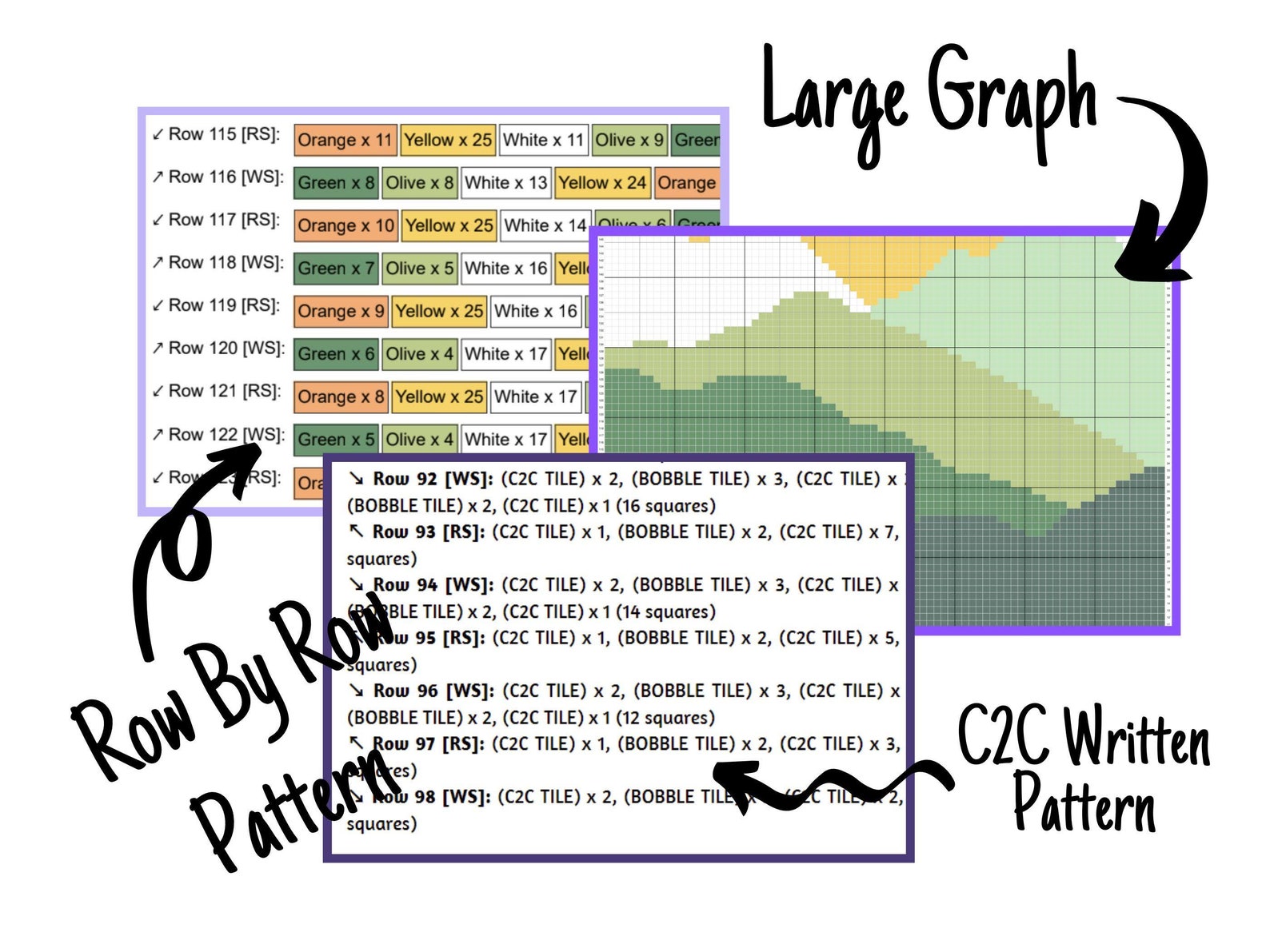 Mountain Landscape Graph and Pattern C2C & Tapestry Crochet - Boho ...