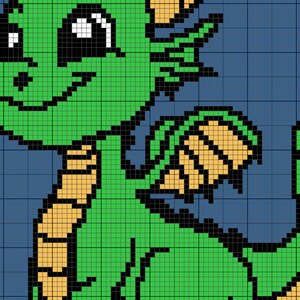 Cute Baby Dragon Graph + Written Pattern for C2C & Tapestry Crochet ...
