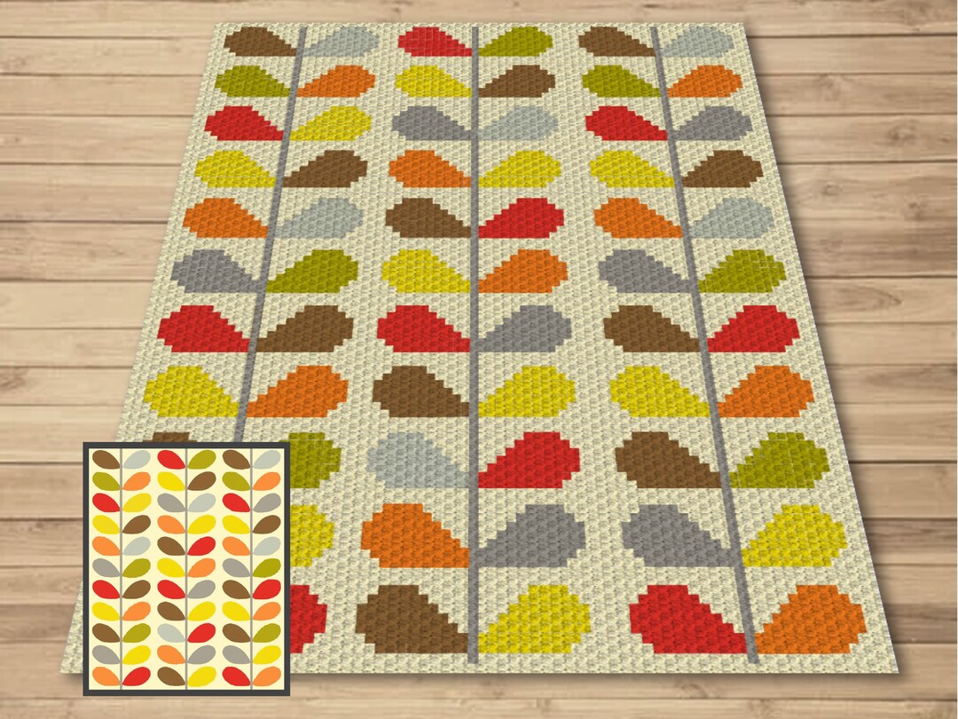 Retro Floral Leaf Pattern Graph and Pattern C2C & Tapestry Crochet- C2C ...