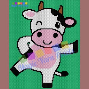 Happy Cow Graph + Written Pattern for C2C & Tapestry Crochet - Cow C2C ...