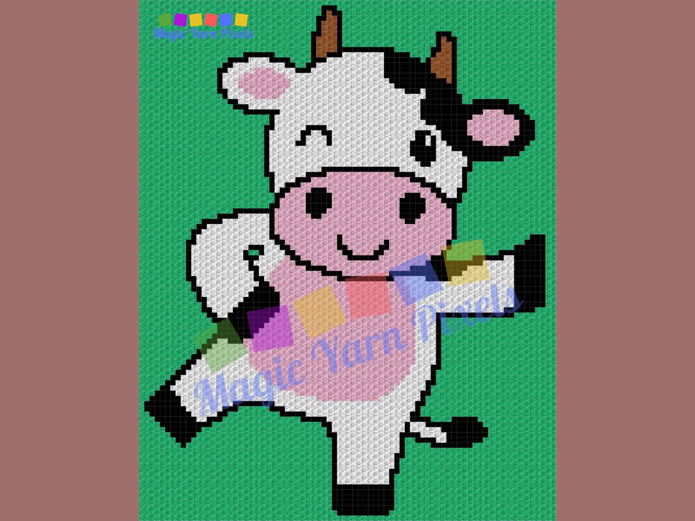Happy Cow Graph Written Pattern for C2C & Tapestry Crochet - Etsy UK
