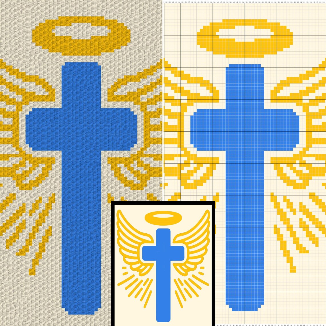 Cross With Wings and Halo Graph + Pattern C2C & Tapestry Crochet | C2C ...