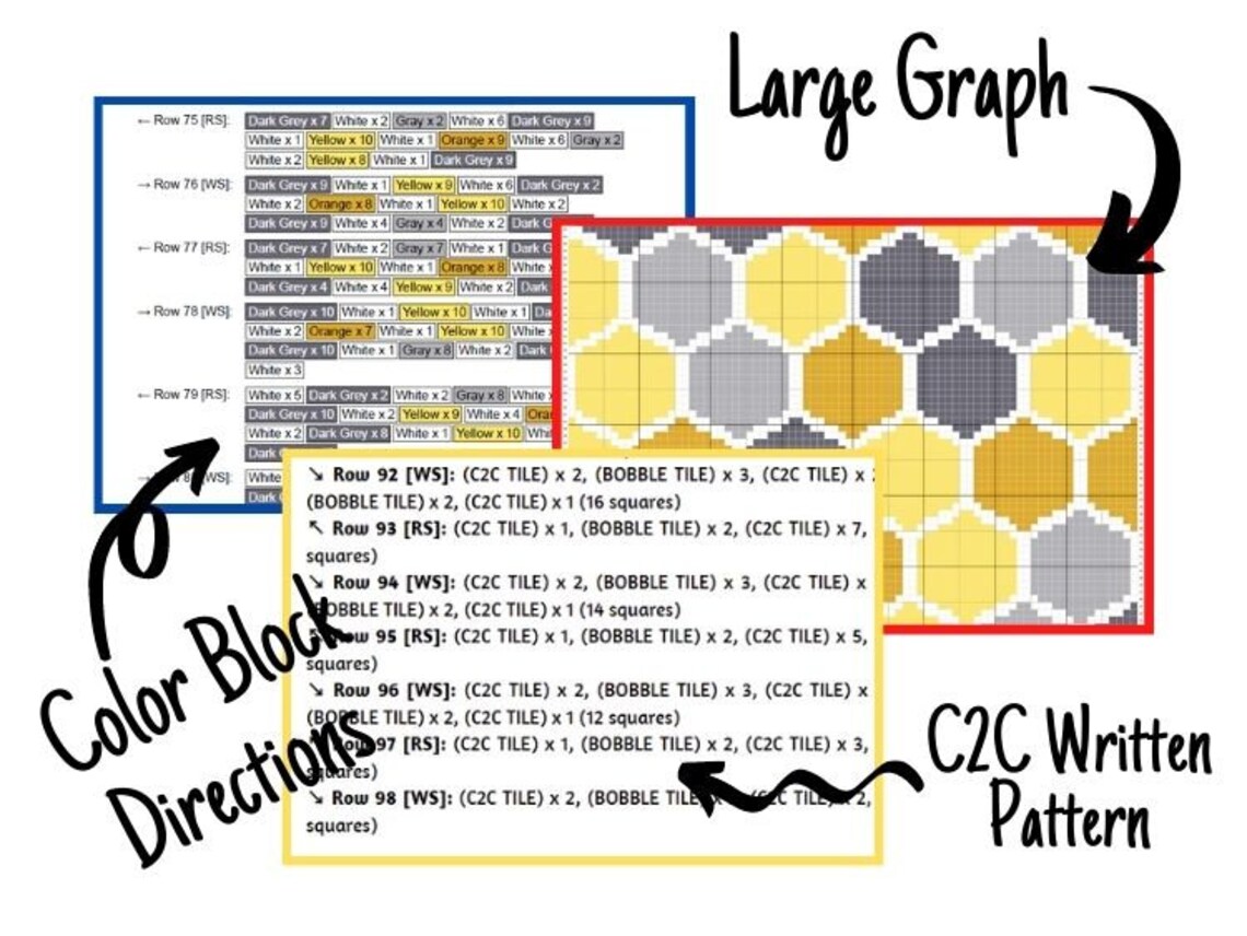 Bee Honeycomb Graph Written Pattern for C2C & Tapestry | Etsy