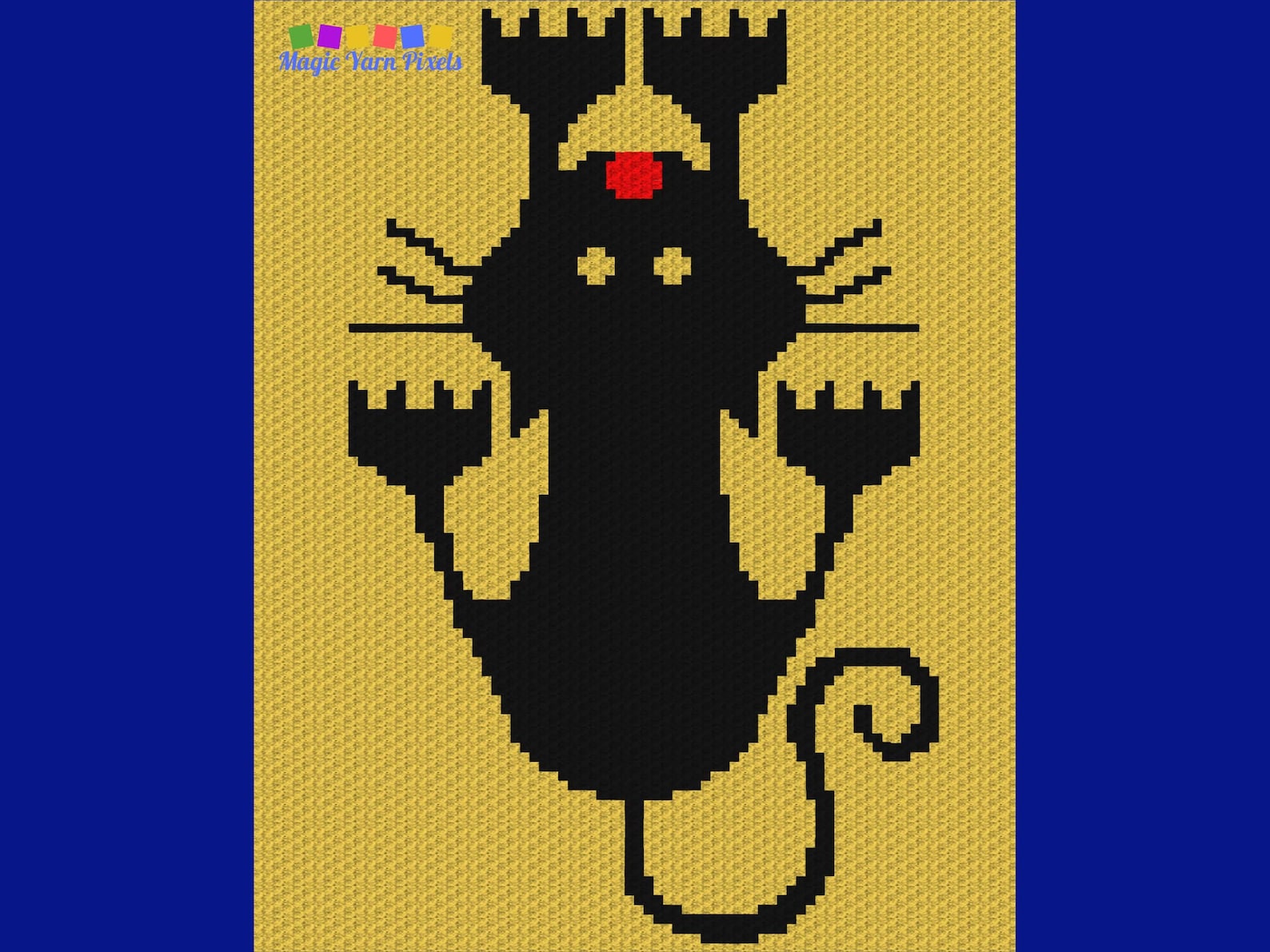 Black Cat Hanging on Graph and Pattern C2C & Tapestry Crochet - Black ...