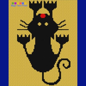 Black Cat Hanging on Graph and Pattern C2C & Tapestry Crochet - Black ...