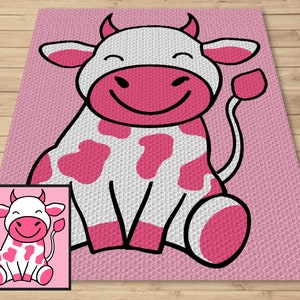 Cute Strawberry Cow + Written Pattern for C2C & Tapestry Crochet - Cow ...