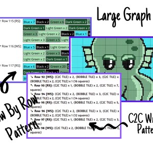 Octopus Kraken Graph Written Pattern for C2C & Tapestry Crochet Kraken ...