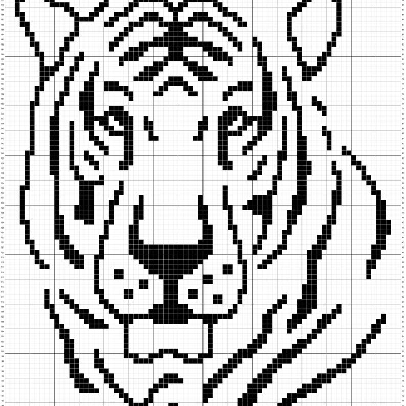 Tiger Head Crochet Blanket Pattern – C2C Graph, Jungle Animal Afghan ...