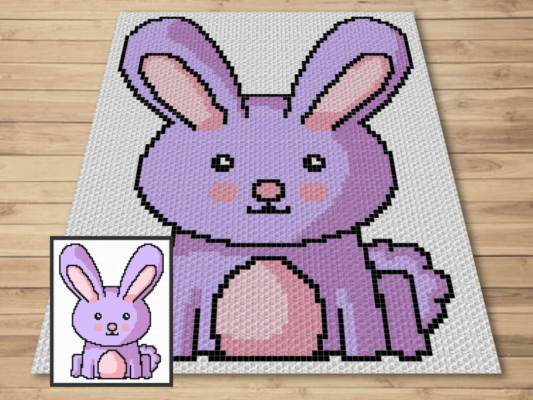 Cute Strawberry Bunny Graph and Pattern C2C & Tapestry Crochet - Bunny ...