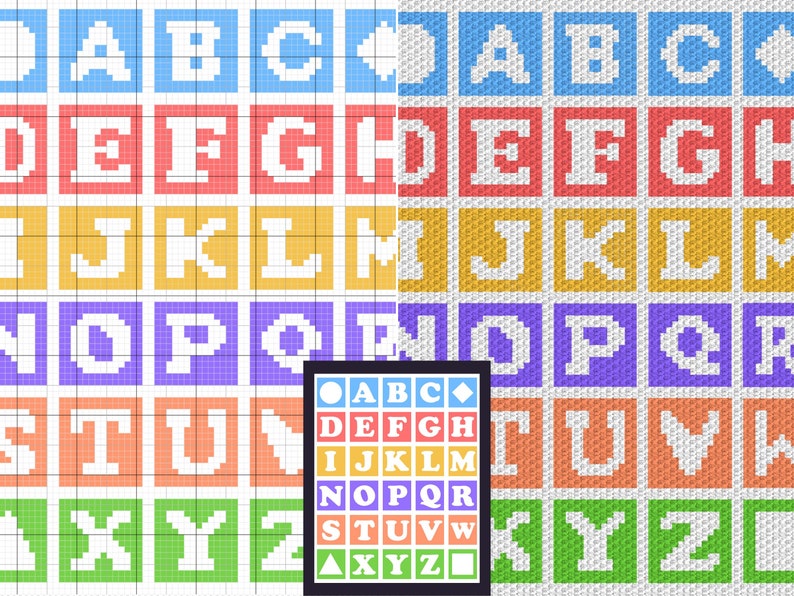 Alphabet Baby Blanket Crochet Pattern - C2C Graph & Mosaic (digital ...