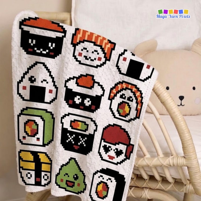 Kawaii Sushi Crochet Blanket Pattern | C2C + Chart + Tapestry Patterns ...