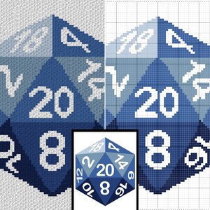 D&D D20 Dice Graph + Pattern C2C and Tapestry Crochet - 20 Sided Die ...