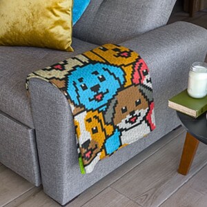 Crowded Dogs Afghan Written Pattern + Chart C2C and Tapestry Crochet ...