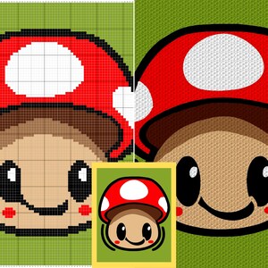 Happy Mushroom Graph & Pattern C2C + Tapestry Crochet - Mushroom C2C ...
