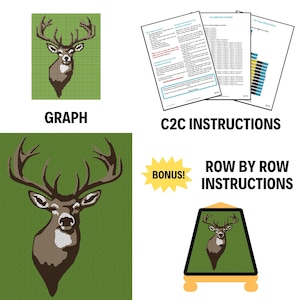 Whitetail Deer Graph Written Pattern for C2C & Tapestry Crochet Deer ...