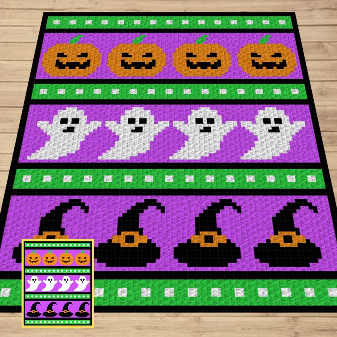 Spooky Halloween Graph and Pattern C2C & Tapestry Crochet | Halloween ...