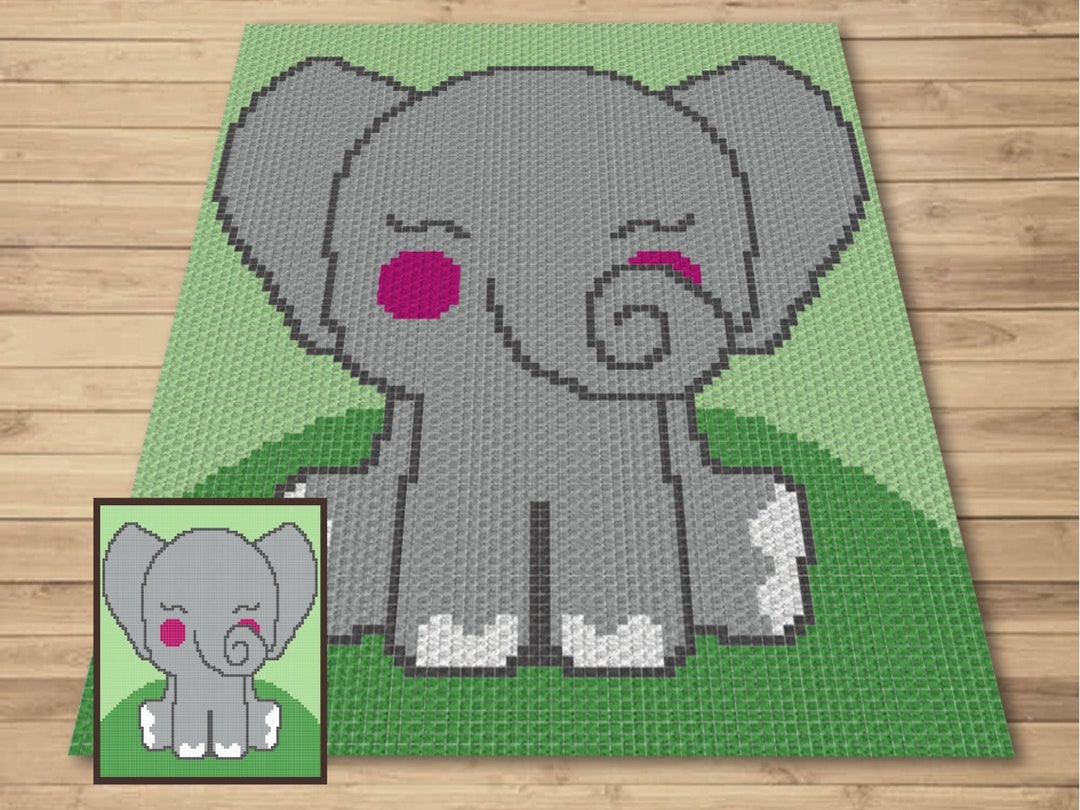 Baby Elephant Graph Crochet Pattern – C2C, Tapestry Blanket (PDF ...