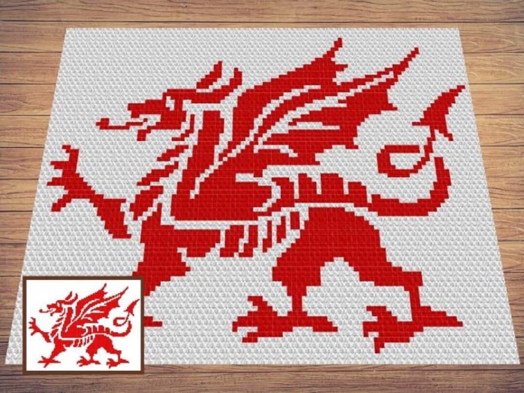 Welsh Dragon Graph + Written Pattern for C2C & Tapestry Crochet - Welsh ...