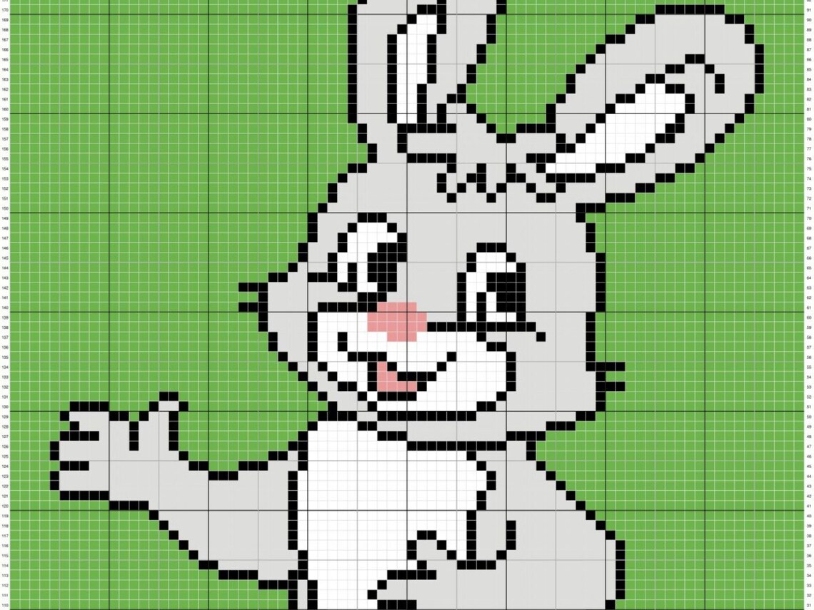 Happy Bunny Graph Written Pattern For C2C & Tapestry Crochet | Etsy