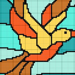 Stained Glass Bird Graph and Pattern C2C & Tapestry Crochet - Crochet ...