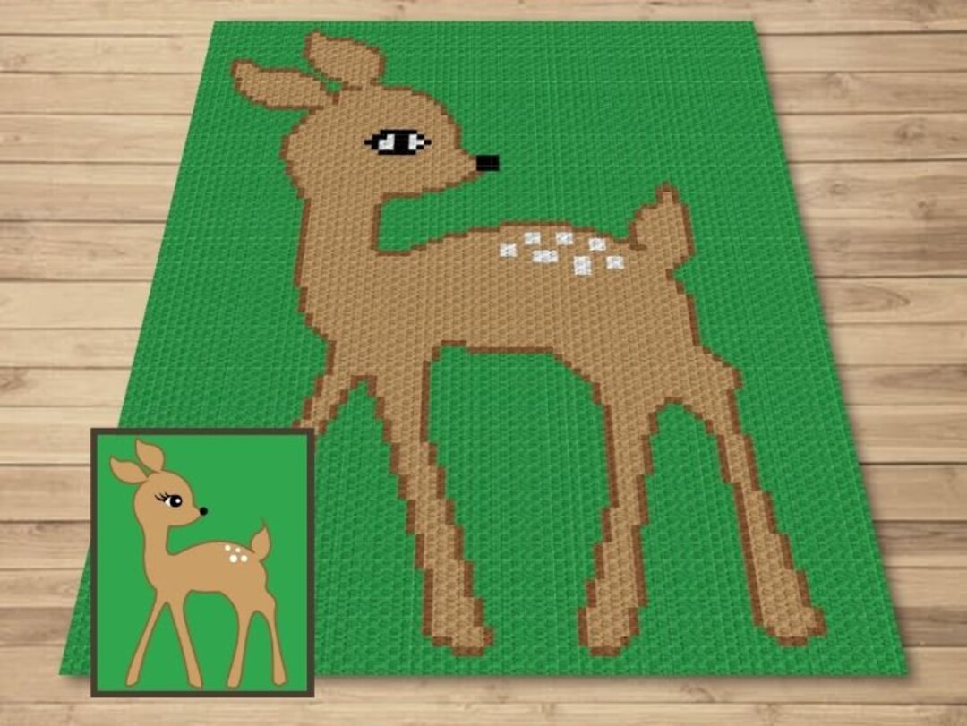 Baby Deer Crochet Pattern – C2C Graph, Tapestry Afghan (digital ...