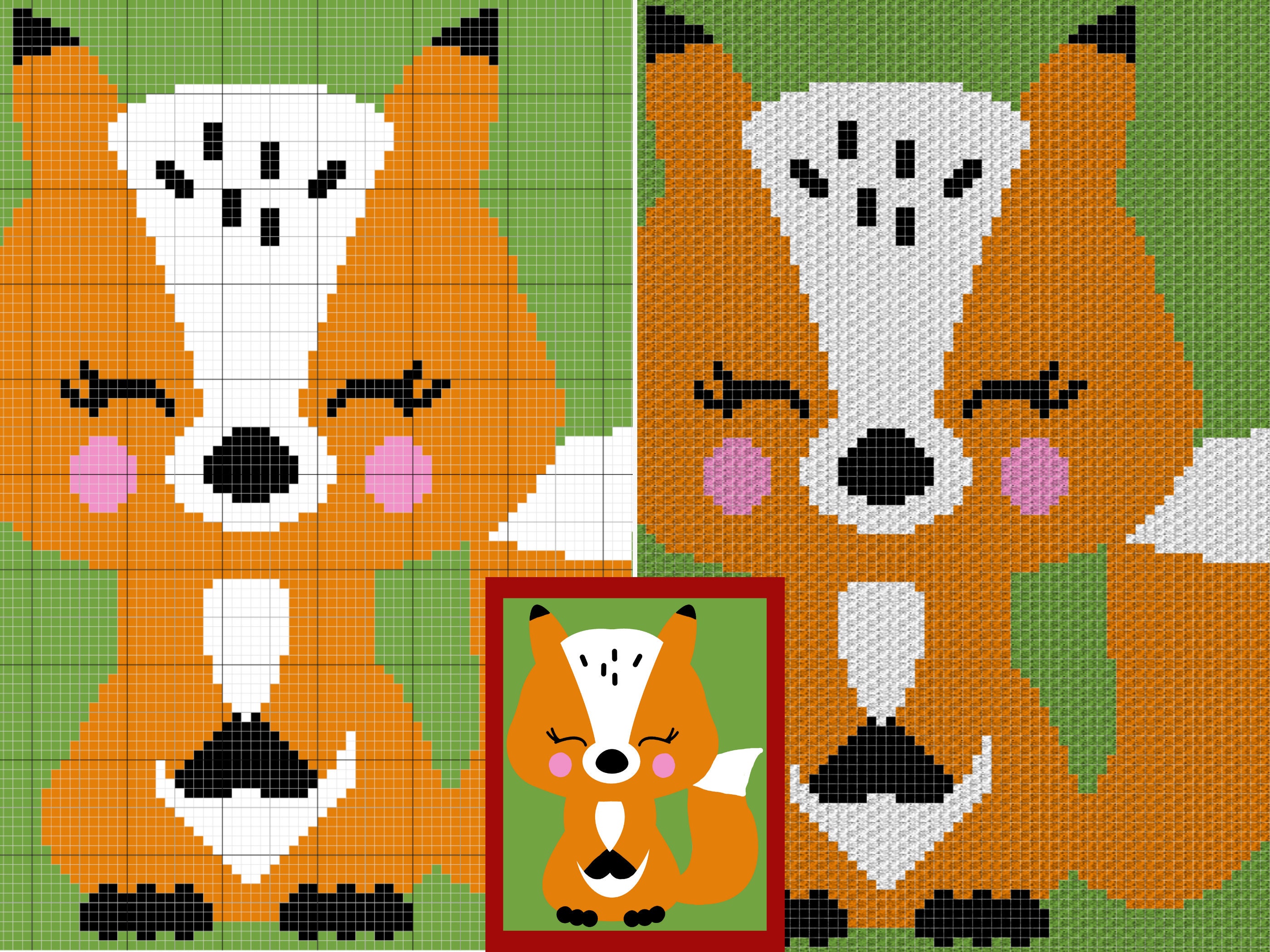 Woodland Baby Fox Graph & Pattern C2C and Tapestry Crochet - Etsy UK