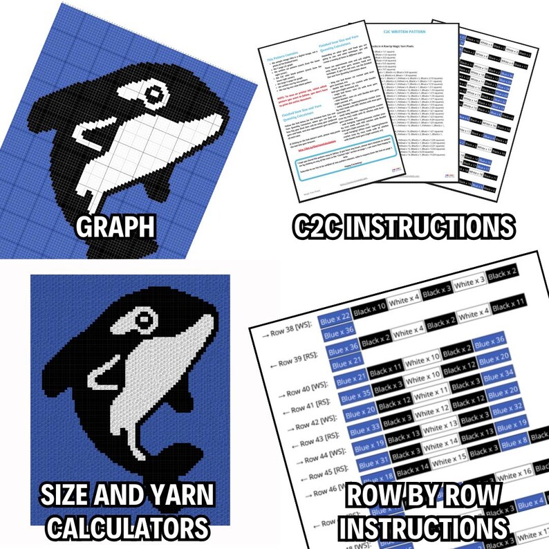 Whale Crochet Pattern - Ocean Nursery Graphgan C2C Blanket (PDF Pattern ...