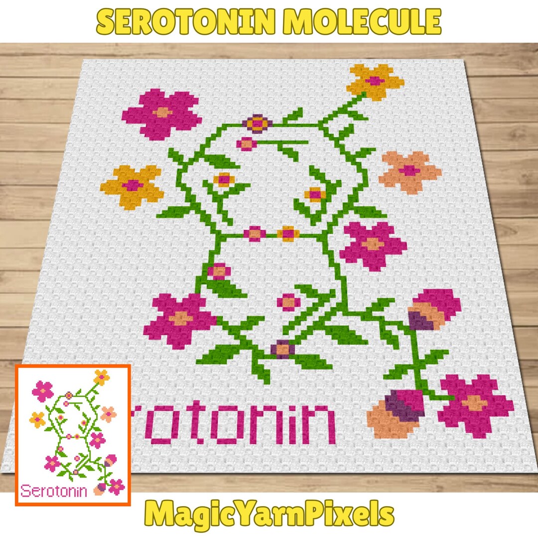 Serotonin Molecule Crochet Pattern - Floral Graph, C2C & Tapestry (PDF ...