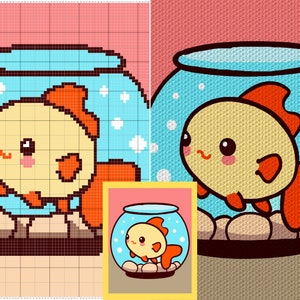 Goldfish in Bowl Graph & Pattern C2C + Tapestry Crochet - Fish Graphgan ...