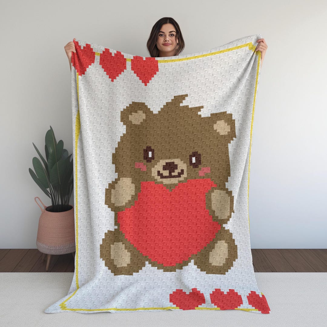Sweetheart Baby Bear Graph & Pattern C2C + Tapestry Crochet | Woodland ...