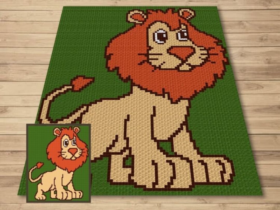 Safari Lion Graph + Written Pattern for C2C & Tapestry Crochet - Lion ...