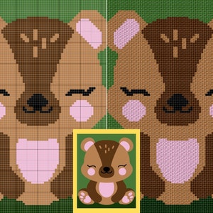 Cute Baby Bear Graph & Pattern C2C and Tapestry Crochet - Bear Blanket ...