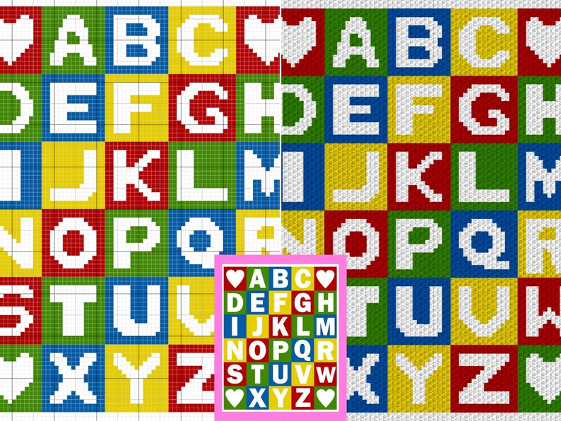 Alphabet Blocks Crochet Pattern - C2C Graph, Tapestry (PDF Download ...