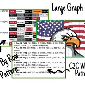 USA Flag Bald Eagle Graph + Written Pattern for C2C Tapestry Crochet ...