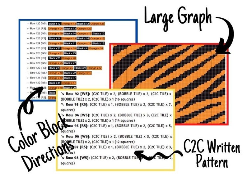 Tiger Print Crochet Pattern - C2C Graph & Written Pattern (PDF) - Etsy